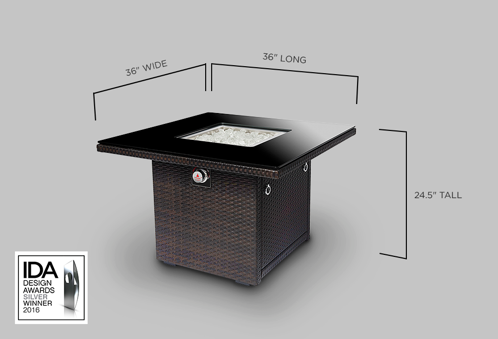Outland Living Robson Square Brown Fire Table, Propane Gas Fire Pit Table